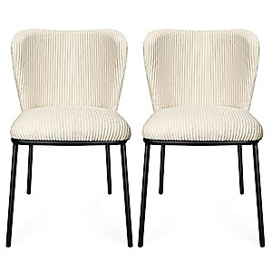 SIMTONAL Kitchen Chairs Set of 6, Mid Century Modern Dining Chairs, Beige