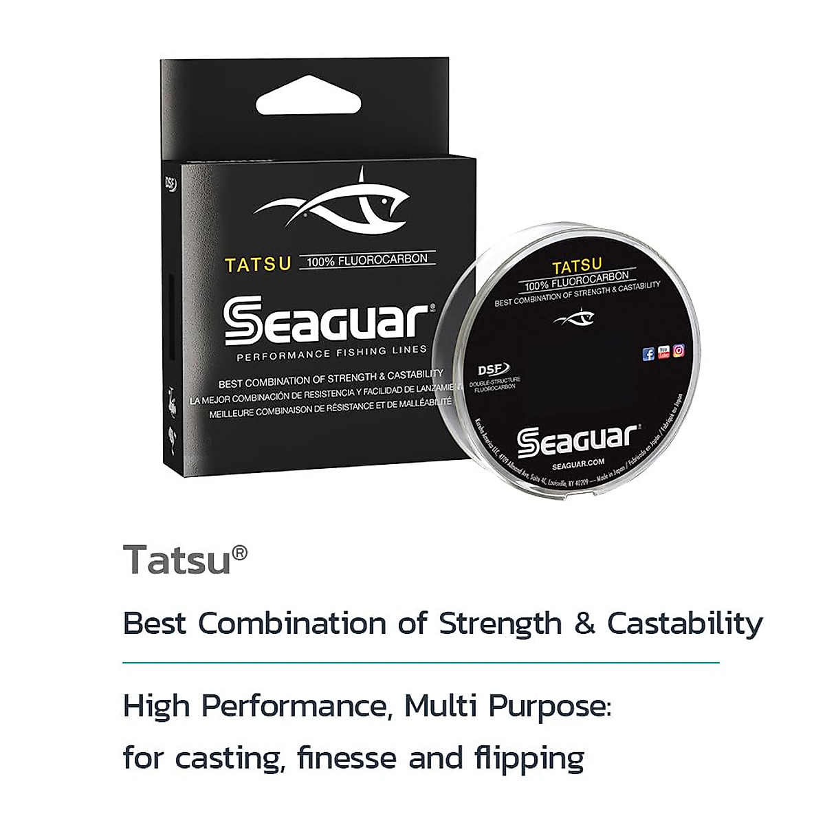 Seaguar Tatsu 100% Fluorocarbon Fishing Line DSF, 15lbs, 200yds Break Strength/Length - 15TS200