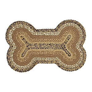 VHC Brands Kettle Grove, Bone Shape Indoor-Outdoor Rug, Recycled Polyester, Small, Black, 11.5x17.5