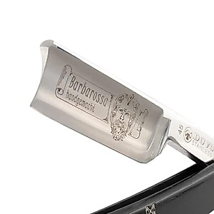 DOVO Barbarossa Moustache 46581 German Straight Razor | Carbon Steel | 5/8 Size | Full Hollow Ground | Round Point | Shortened Cutting Length | Ebony Wood Handle |, 1 ct.