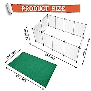 PINVNBY Small Pet Playpen Portable Resin Fence Cage with Carpet Mat for Puppy Kitten Bunny Guinea Pig Hamster Hedgehog (12 Panels)