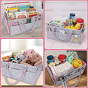 Baby Diaper Caddy Organizer for Girl Boy Large Nursery Storage Bin Basket Portable Holder Tote Bag for Changing Table and Car Baby Shower Gifts Newborn Essentials Baby Registry Must Haves Items