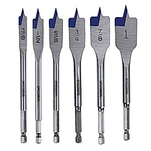 IRWIN SPEEDBOR Spade Wood Drill Bit, Standard-Length, 6-Piece Set (88886)