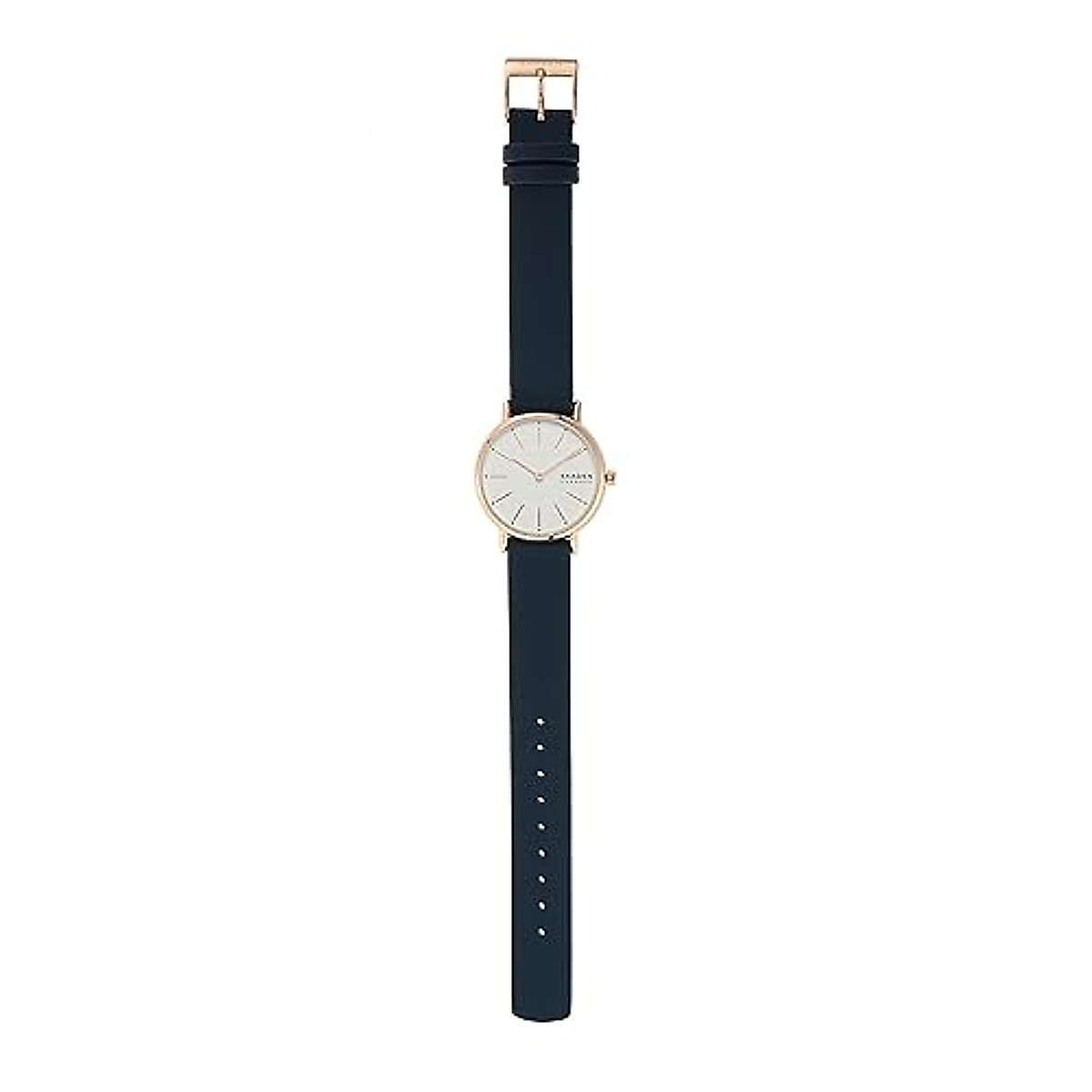 Skagen Women's Signatur Quartz Analog Stainless Steel and Leather Watch, Color: Blue/Rose Gold (Model: SKW2838)