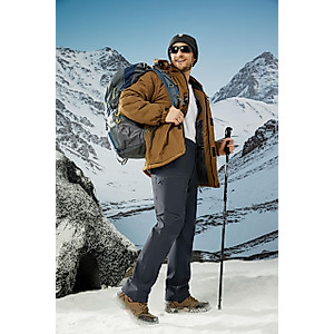 MAGCOMSEN Insulated Pants for Men Fleece Lined Waterproof Hiking Mountain Pants Winter Golf Pants for Men Black Hiking Pants Black 32