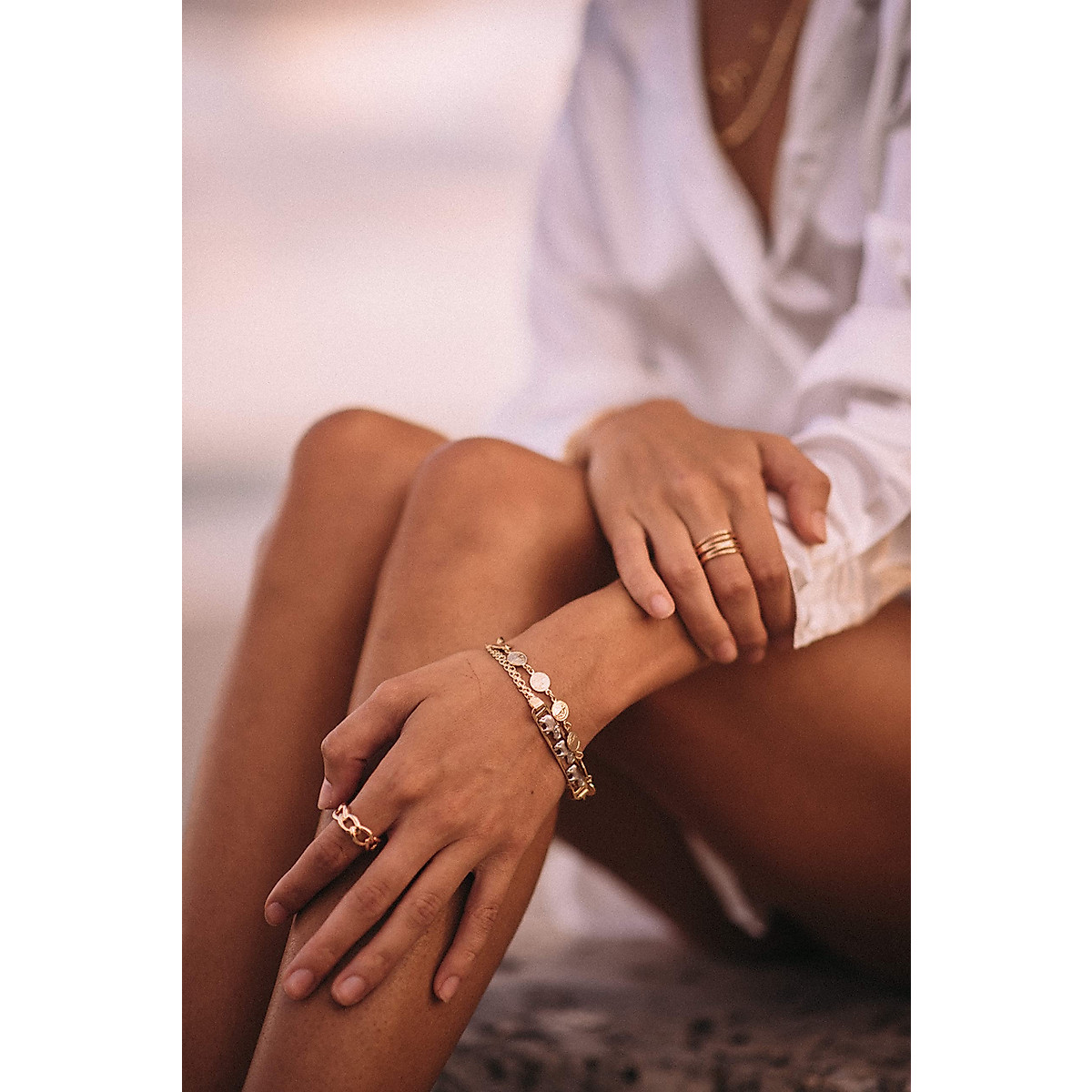 Barzel 18K Gold Plated Religious Bracelet with Saint Benedict Coins, 7.5 Inches - Made In Brazil