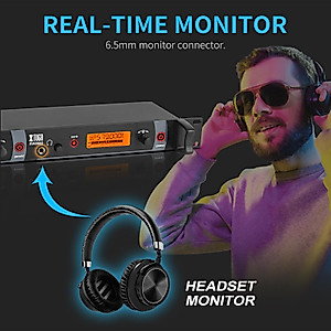 XTUGA RW2080 UHF IEM Wireless in Ear Monitor System, 2 Channel Wireless in Ear Monitor System with in Earphones IEM System 6 Bodypacks, Wireless Range 300Ft, 40 Frequencies 572MHz-599Mhz