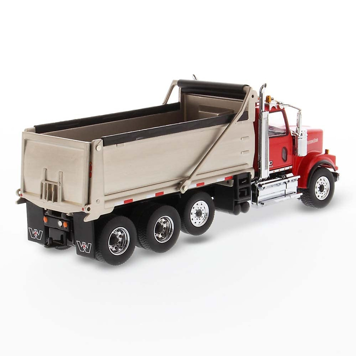 Diecast Masters Western Star 4900 SFFA with Lift Axle Silver Plated Dump | Real Dump Truck Specifications | 1:50 Scale Model Semi Trucks | Diecast Model by Diecast Masters 71067