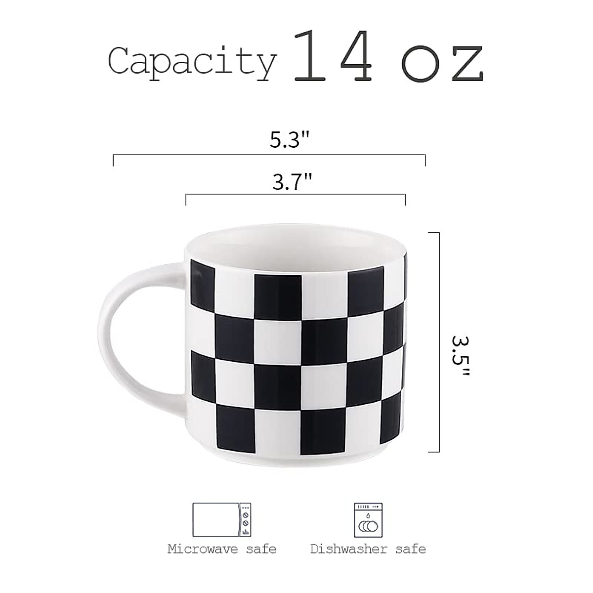 E-liu 14oz Ceramic Coffee Mug Set - 4 Patterns, Durable, Easy to Clean, Microwave & Dishwasher Safe, Perfect for Coffee, Tea, Hot Chocolate - Gift for Birthdays, Housewarming