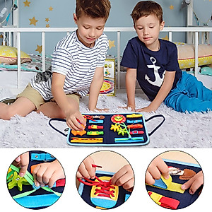 Montessori Toys Busy Board for Toddlers - Sensory Board for Learning Fine Motor Skills, Toddler Travel Toy for Airplane and Car, Preschool Busy Book, Educational Toys for Kids Ages 3 4 5 Year Old