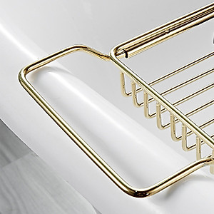 GIYDNEI Stainless Steel Bathtub Caddy Tray, Expandable Bath Tub Tray Table, Adjustable Bathroom Tray, Bath Organizer Tub Shelf,Black,26.8~35.4in