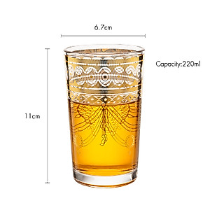 The Wine Savant Gold Moroccan Glasses Artisan Hand-Made Multipurpose 220 ml 7.5 oz Tea and Wine Morrocan Tumbler Marrakech & Casablanca Tea Cups Set of 6