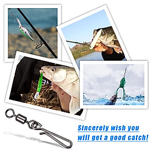 Fishing Clips Fishing Swivels Snaps Kit, 60/200pcs Quick Clips Fishing Barrel Snap Swivel Rolling Swivel with Hanging Snap Swivel Fishing Safety Snap Freshwater Saltwater Trolling Fishing Tackle