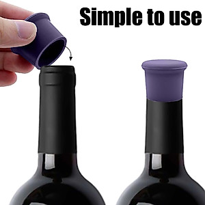 6 Pieces Silicone Wine Bottle Caps Reusable Beer Bottle Stopper Replace Bottle Stoppers for Corks to Keep Wine Fresh