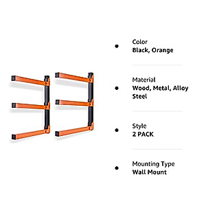 Ultrawall Wall Mount Wood Organizer and Lumber Storage Metal Rack with 3-Level - Indoor & Outdoor Use, 2 Pack