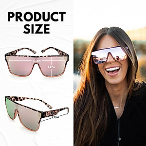 TYTE - Premium Quality Oversized Sunglasses, Stylish Sunglasses with Big Mirrored Lenses, Anti Fogging Sunglasses for Sports, Skiing, Snowboarding & More, Tortoise/Pink