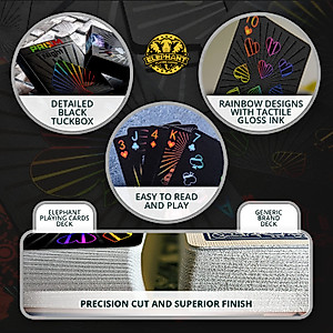 PREMIUM PLAYING CARDS, High Quality Deck of Cards, Cool Prism Gloss Ink, Best Poker Cards, Unique Bright Rainbow & Red Colors for Kids & Adults, Black Card Decks Games, Standard Size