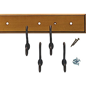 Franklin Brass R32855K-220-R Light Duty Scroll Hook Rack,16 in. Honey Maple & Statuary Bronze