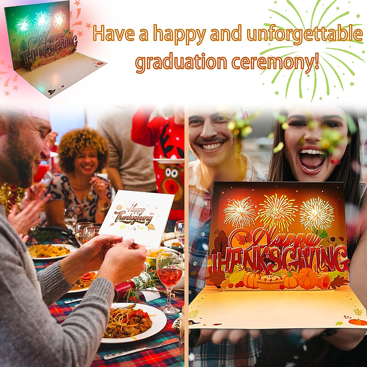 DTESL 3D Pop Up Thanksgiving Card with Light and Music, for All Occasion, Fall Card, Thanksgiving Card, Birthday Card, Fall Thank You Card, Happy Holiday Card, with Envelope