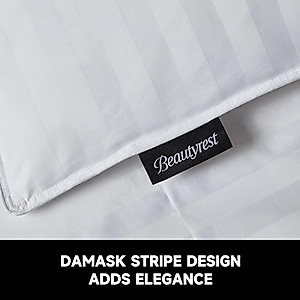 Beautyrest Hungarian White Goose Down Comforter, US Grown Cotton Fabric Goose Down Comforter, 750 Fill Power Fluffy Duvet Insert, 500 Thread Count All Seasons Warmth 5-Star Luxurious Comforters