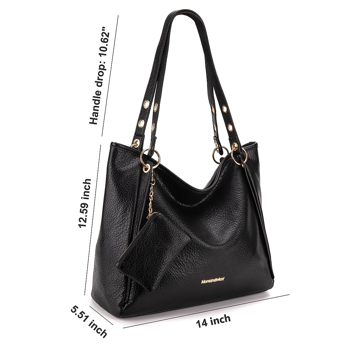 Montana West Large Tote Bag for Women Purses and Handbags Shoulder Bag with Removable Coin Pouch,MWC2-187BK