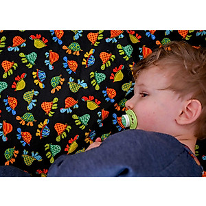 SheetWorld Fitted 100% Cotton Percale Pack N Play Sheet Fits Graco 27 x 39, Turtles Black, Made in USA