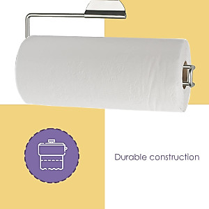 Over-The-Cabinet Paper Towel Holder For Kitchen (Satin Nickel), By Home Basics | Steel Paper Towel Holder For Cabinet Door