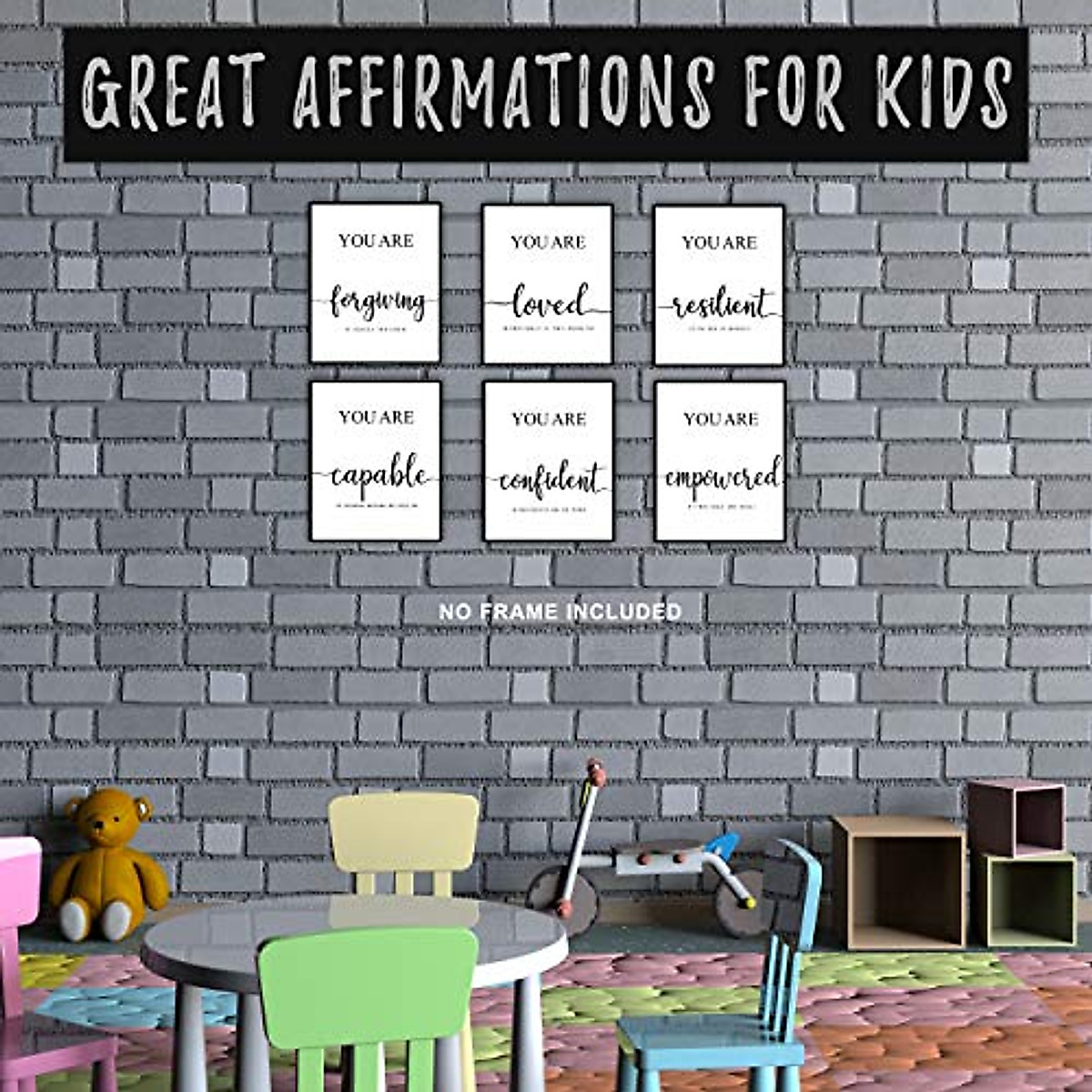 Inspirational Wall Art, Motivational Wall Art, Office Wall Decor, Wall Art For Bedroom and Living Room, Quotes Wall Art, Home Office Decor, Daily Positive Affirmations Posters (Set of 6, 8X10in Unframed)