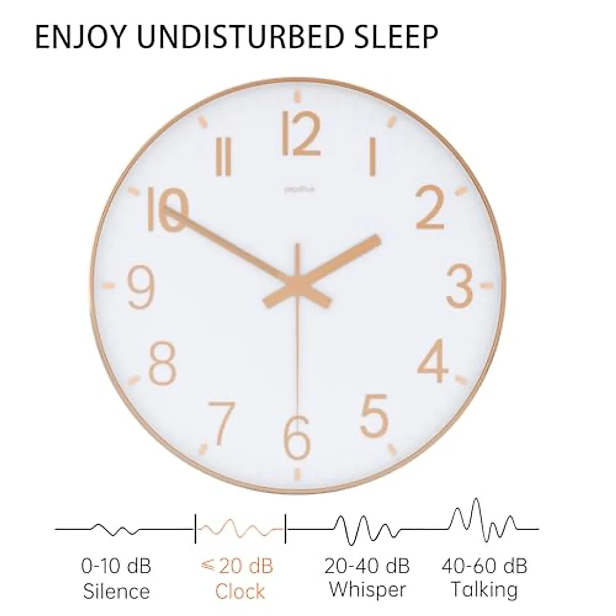 Whiteleopards Pink 12 inch Wall Clocks Battery Operated Silent Non Ticking Modern Wall Clock for Living Room Bedroom Kitchen Office Classroom Decor