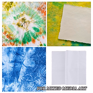 Fuyoooo 100 Sheets of Artist Teabag Paper for Mixed Media Art 16.5''x16.5'' Large Wet Strength Tissue White Handmade Paper DIY Art Craft Supplies for Printmaking Collage Cyanotype Painting