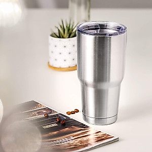 COMOOO 30 oz Stainless Steel Tumbler Bulk with Lid and Straw Insulated Tumbler Coffee Cup Durable Double Wall Vacuum Travel Coffee Mug Thermal for Hot and Cold Drinks (Silver, 8 Pack)