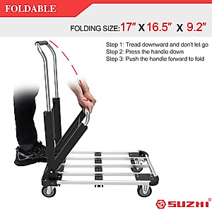 Folding Platform Truck cart with 4 Wheels, Moving Cart Collapsible Dolly, Foldable Dolly Cart, 330LBS Capacity, Durable, Solid & Essentials for Moving Luggage, Travel, Shopping