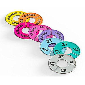 Discount Sizing Colored Closet Rack Size Divider Organizer Set- 32 Pieces Baby Toddler - Various Quantities Available (32) (Multicolor)