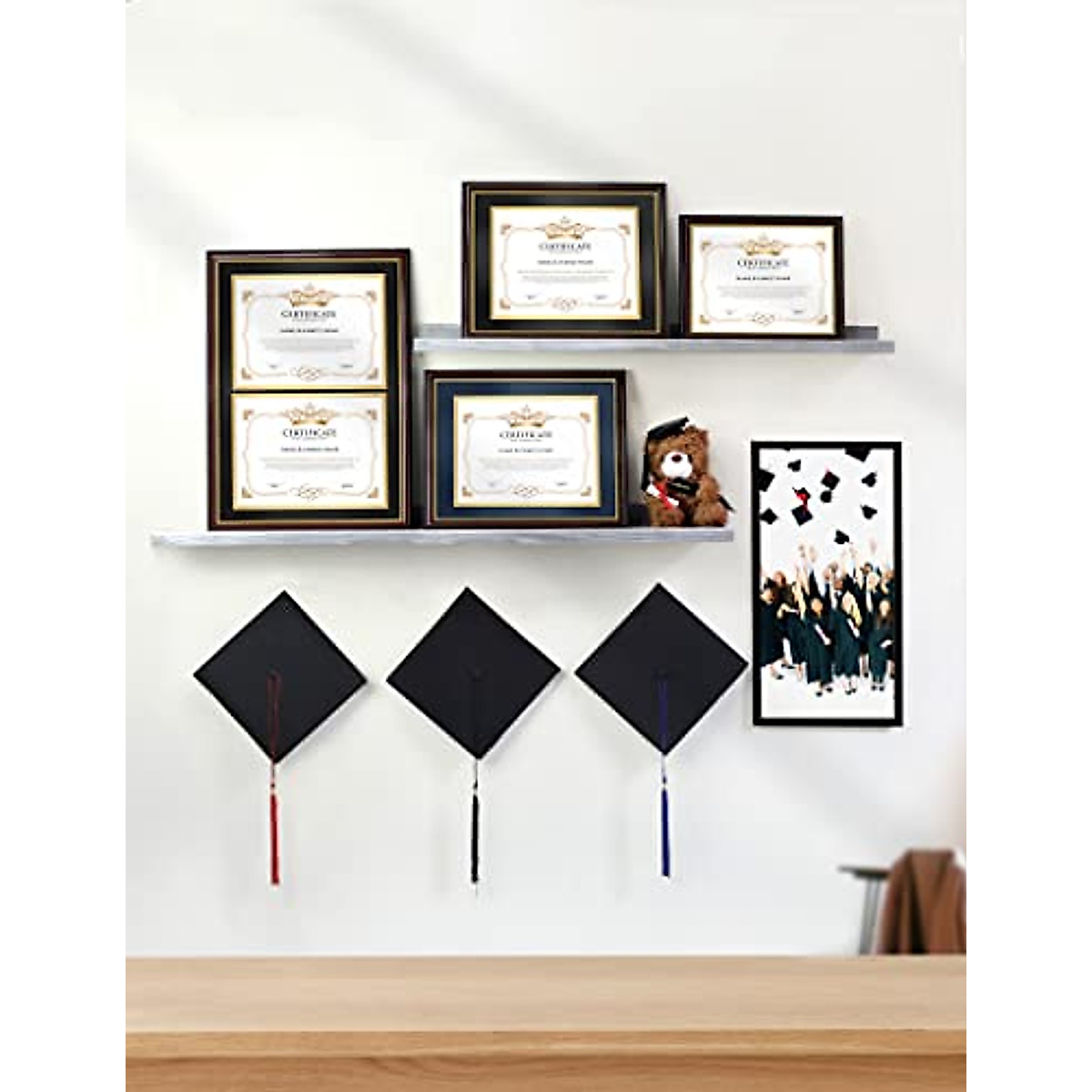 Annecy 11x14 Picture Frame Black, Diploma Frame for Wall or Desktop Decoration, 11x14 frame with mat for 8.5x11 Certificate, College Degree Frame with Tempered Glass and Velvet Back Panel（1 Pack）
