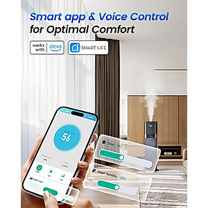 AILINKE Smart Humidifier Large Room, 2.1Gal/8L Humidifiers for Bedroom with Extended Tube&Night Light, Whole House Cool Mist Humidifiers 1000 sq.ft., WIFI App&Voice Control, School/Office/Warehouse