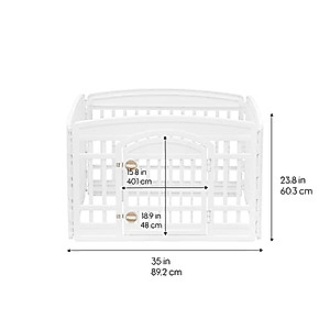 IRIS USA 24" Exercise 4-Panel Pet Playpen with Door, Dog Playpen, Puppy Playpen, for Puppies and Small Dogs, Keep Pets Secure, Easy Assemble, Fold It Down, Easy Storing, Customizable, White