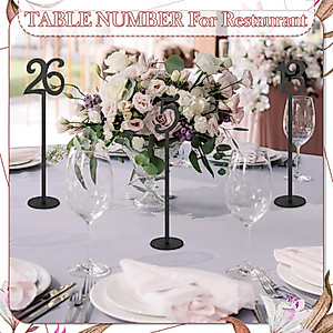30 Pcs Table Numbers Wedding 1-30 Table Numbers Wood Table Numbers for Wedding Reception Stands Seat Numbers with Holder Base Table Numbers for Wedding Party Event Catering (Black)
