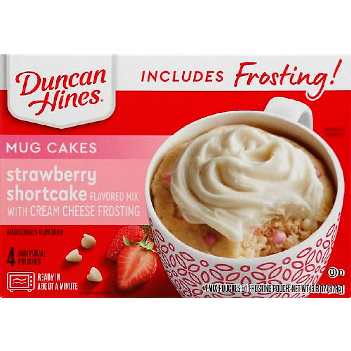 Duncan Hines Mug Cakes Strawberry Shortcake Flavored Mix with Cream Cheese Frosting, 13.3 oz
