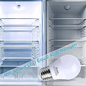 Acaxin LED Refrigerator Light Bulb 4W 40Watt Equivalent, Waterproof Fridge Light Bulb Replacement for Frigidaire, Freezer Light Bulb IP54, 120V E26 Daylight White 5000K 400 Lumen, A15 Appliance Bulb