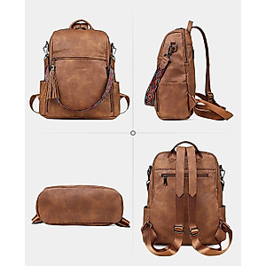 FADEON Leather Backpack Purse for Women Designer Ladies Shoulder Book Bag Fashion PU Convertible Travel Backpack Purses and Shoulder strap