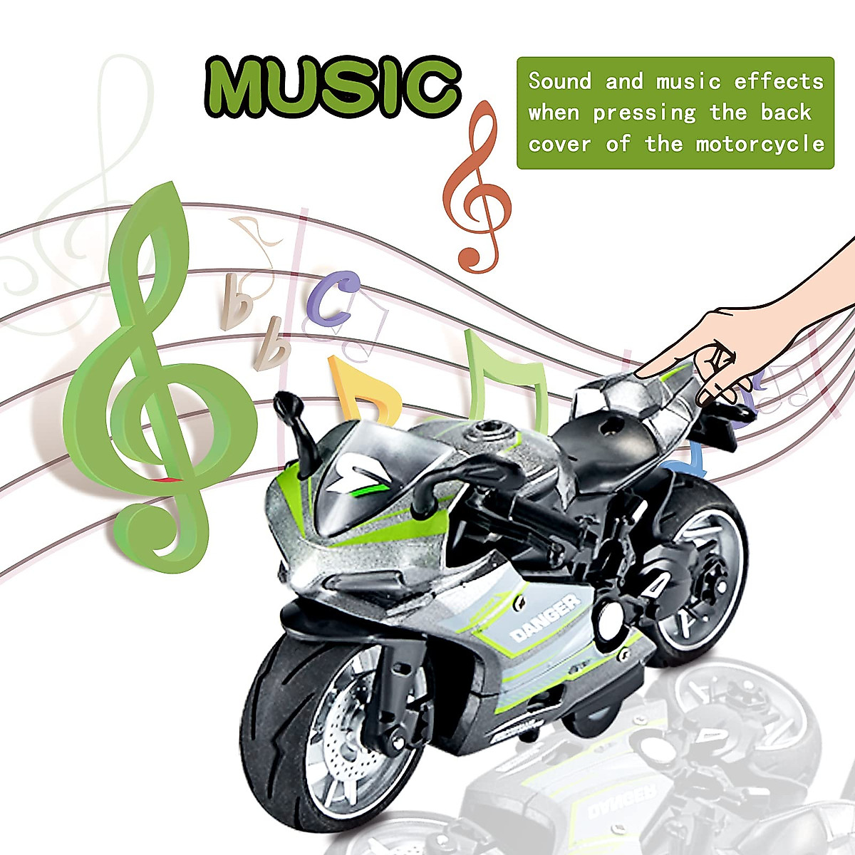 CYYSFIVQZ Toy Motorcycle-Pull Back Motorcycle Toy with Sounds and Lights,1:12 Scale Motorcycle Model Toy for Kids, Pull Back Vehicle for Boys Kids Age 3+ Year Old Supplies (Silver Gray)