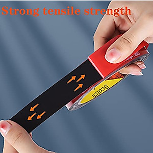 Double Sided Tape, Heavy Duty Mounting Tape, Waterproof Very High Bond Foam Tape, for Indoor Outdoor Car LED Strip Lights, and Home Office Decor （Black，1/2 in x 15.6ft）， Made of 3M Tape