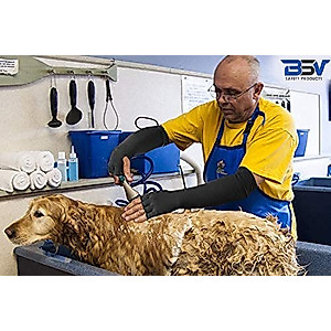 BSV Kevlar Cut, Scratch, Stab, Bite, Heat Resistant Mechanic Arm Protection Sleeves with Finger Opening -Unisex- 18 Inches, Black,1 Pair