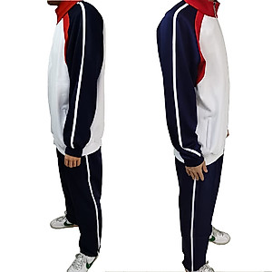 Sun Lorence Men's Athletic Running Tracksuit Set Casual Full Zip Jogging Sweat Suit White S