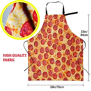 Lyiukz Funny Pepperoni Pizza Apron for Men Women Waterproof With 2 Pockets Adjustable Aprons Home Kitchen Cooking (33x28 inch)