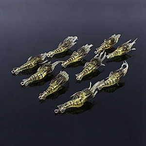 Yosoo Health Gear Fishing Lures, 10Pcs Shrimp Simulation Soft Prawn Lure Bait Hook Tackle Bass Fishing Lures