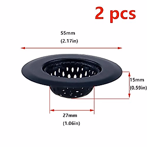 Antrader Kitchen Sink Strainer,2.17" Top / 1.18" Basket,Stainless Steel Sink Drain Strainer,Black,2 Pack