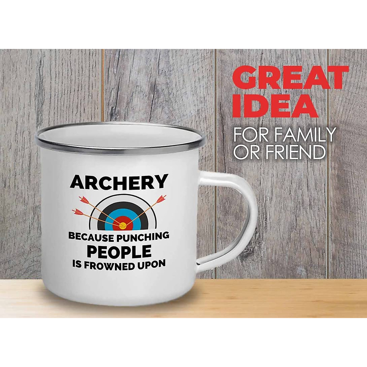 Archery Camper Mug 12oz - Archery because punching - Archery Shot Trainer Crossbow Compound Bow Hunting Arrow