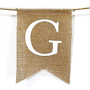 Andaz Press Real Burlap Fabric Pennant Hanging Banner Gifts, Pre-Strung, No Assembly Required, 1-Set