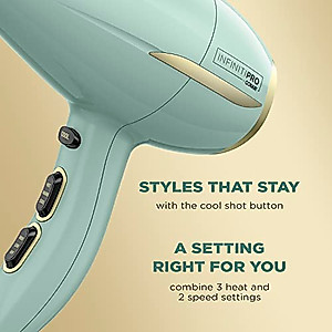 INFINITIPRO by CONAIR Heat Protect Hair Dryer with Diffuser, 1875W Blow Dryer with Advanced Heat Protection Helps Minimize Overdried Hair